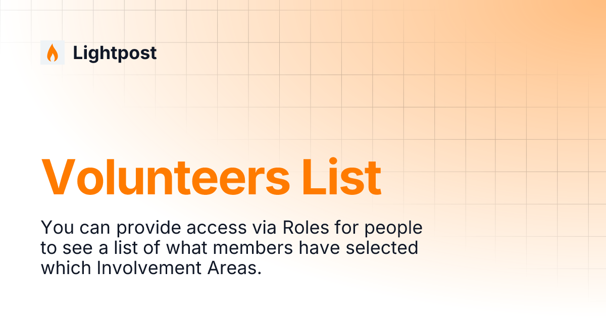 Volunteers List | Lightpost